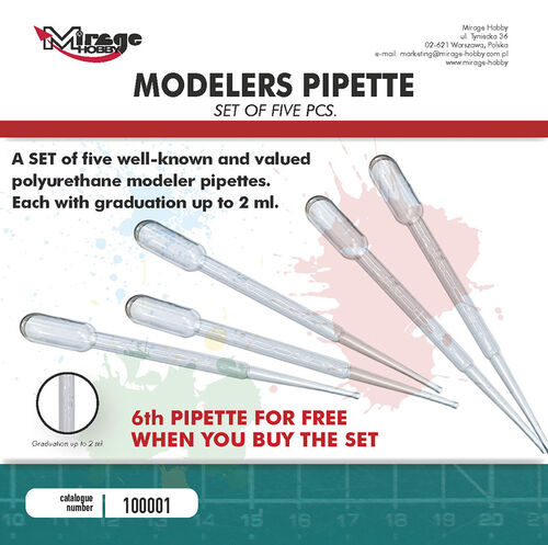 Mirage-Hobby 100001 Modelers Pipette (set of 5 pcs. / each 2ml) + 1 for free