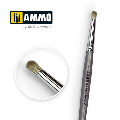 AMMO of Mig Jimenez 8702 6 AMMO Drybrush Technical Brush