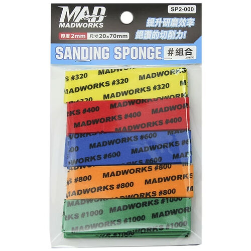 Madworks SP2-000 2MM Sanding Sponge Standard Combo Pack - 4 each (#320 / #400 / #600 / #800 and #1000)