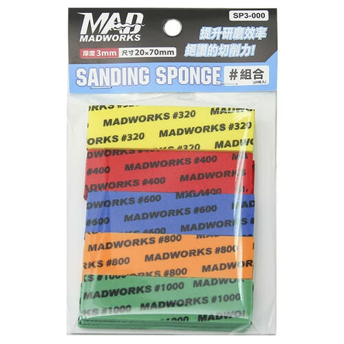 Madworks SP3-000 3MM Sanding Sponge (Standard Combo Pack) - 4 each (#320 / #400 / #600 / #800 and #1000)