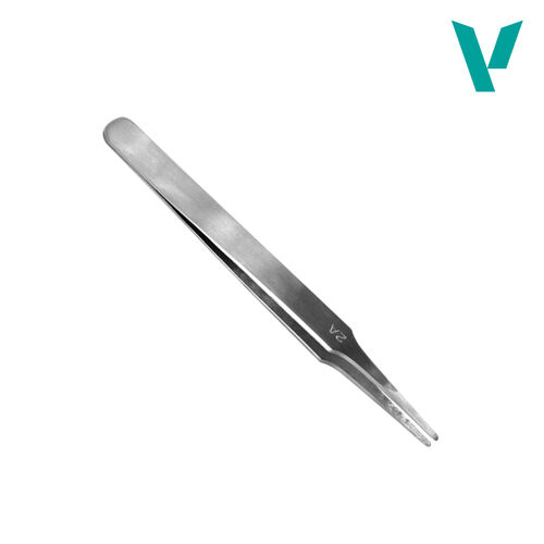 Vallejo T12007 Flat Rounded Stainless Steel Tweezers (120mm)