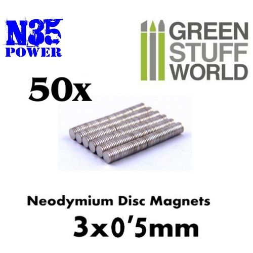 Green Stuff World 9051 Neodymium Magnets 3x0,5mm - 50 units (N35) Set