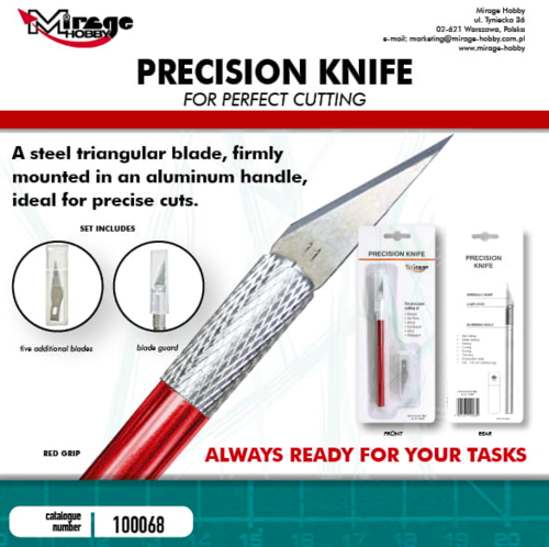 Mirage-Hobby 100068 Precision Knife Red (5 extra blades)