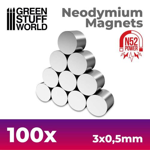 Green Stuff World 9262 Neodymium Magnets 3x0,5mm - 100 units (N52)