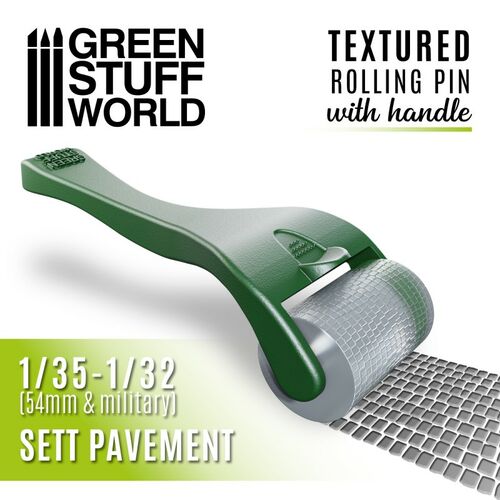 Green Stuff World 10496 Rolling pin with Handle - Sett Pavement