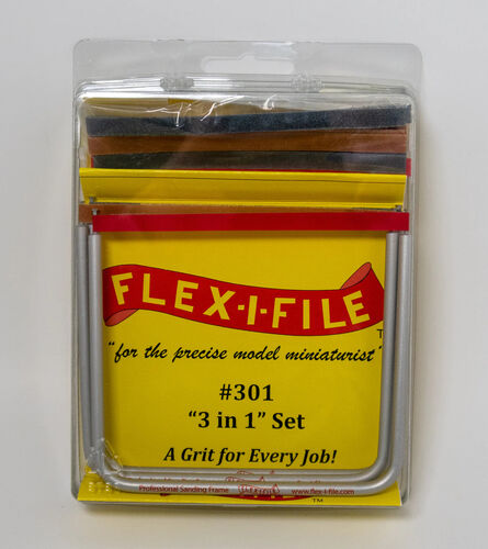 Flex-I-files 301 Anodized Aluminum Frames (3 pcs) and 13 Assorted Abrasive Refill Tapes