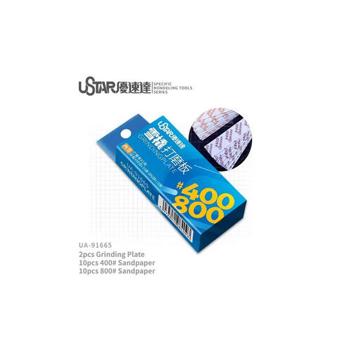 U-Star 91665 Grinding Plate (2 pcs) with Sandpaper 400# + 800# (10+10 pcs)