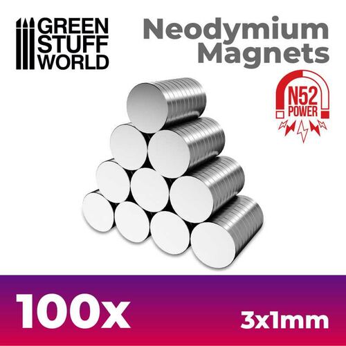 Green Stuff World 9263 Neodymium Magnets 3x1mm - 100 units (N52)