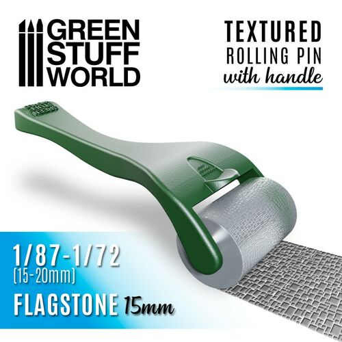 Green Stuff World 10491 Rolling pin with Handle - Flagstone 15mm