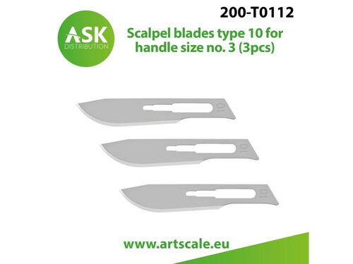 Art Scale Kit T0112 Scapel Blades Type 10 for Handle Size No. 3 (3 pcs)