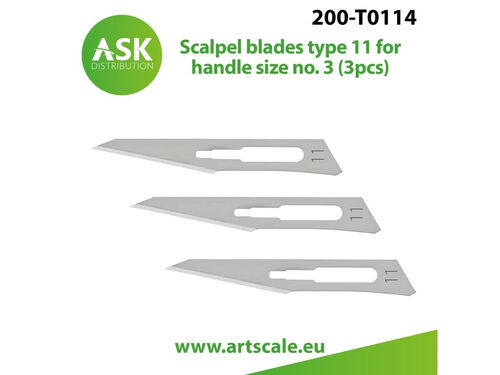 Art Scale Kit T0114 Scapel Blades Type 11 for Handle Size No. 3 (3 pcs)