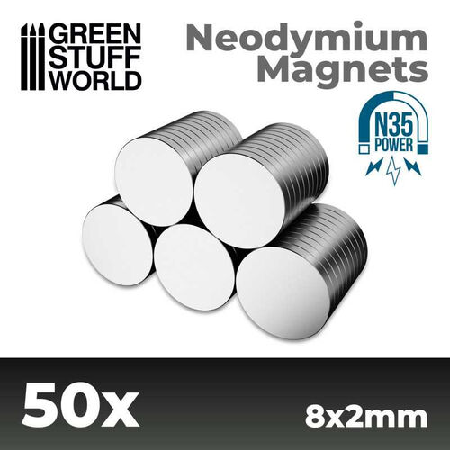 Green Stuff World 11517 Neodymium Magnets 8x2mm - 50 Units (N35)