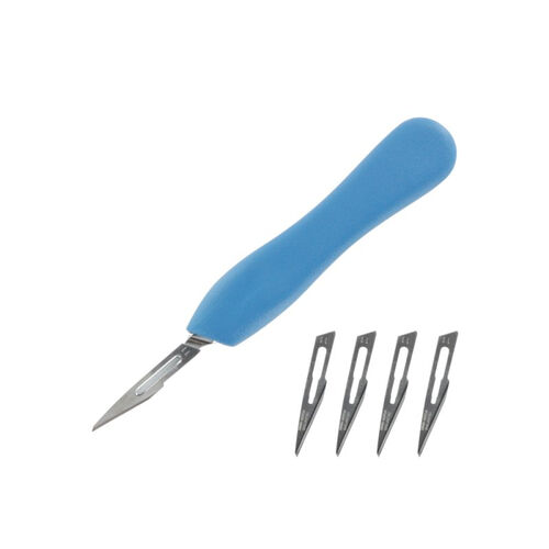 Shesto PKN5002-11 Plastic Scalpel Handle with 5 Blades #11