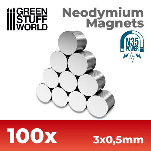 Green Stuff World 9060 Neodymium Magnets 3x0,5mm - 100 Units (N35)
