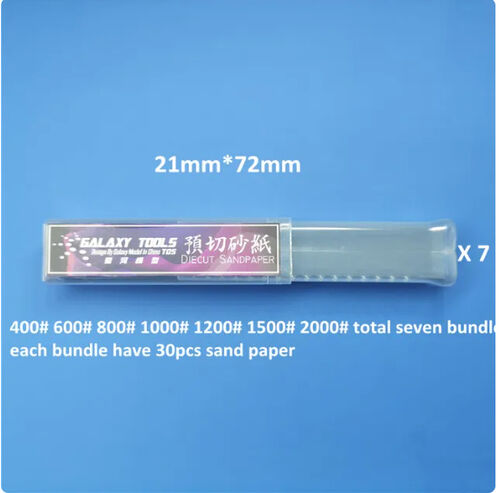 Galaxy-Model T05S21L06 Pre-cut no residual Sticky Sandpaper 72 x 21 mm (20 strips loaded - 600#)