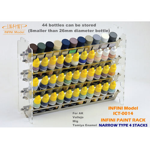 Infinimodel ICT0014 Paint Rack Narrow 4 stacks (for Tamiya / Vallejo / Mig and AK)