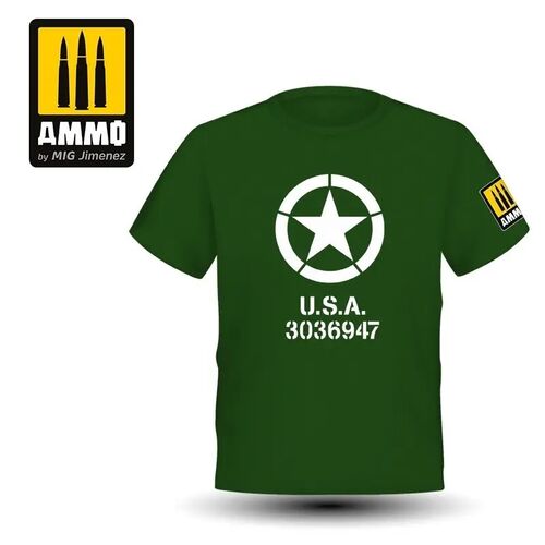 AMMO of Mig Jimenez 8077M AMMO T-Shirt US Star Size M