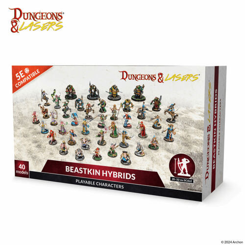Archon Studio DNL0088 Dungeons & Lasers Miniatures: Beastkin Hybrids: Playable Characters
