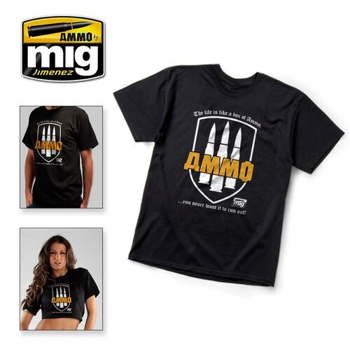 AMMO of Mig Jimenez 8000L AMMO T-Shirt Size L: "The life is a box of AMMO. You never want it to run out!"