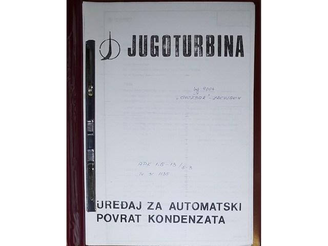 Uputstvo `JUGOTURBINA` Karlovac Jugoslavija