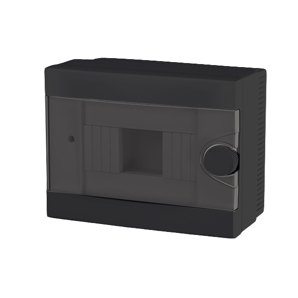 PLASTIC BOX FOR SURFACE MOUNTING 6 WAY (2-6), BLACK