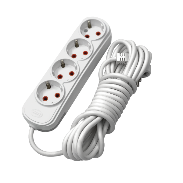MULTIPLUG FOURFOLD 5M H05VV-F 3G1.5MM2, WHITE