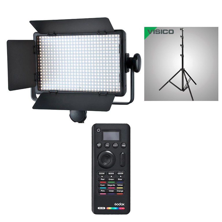 Godox LED 500C (žuto/beli) + stativ + daljinski okidač RC-R9