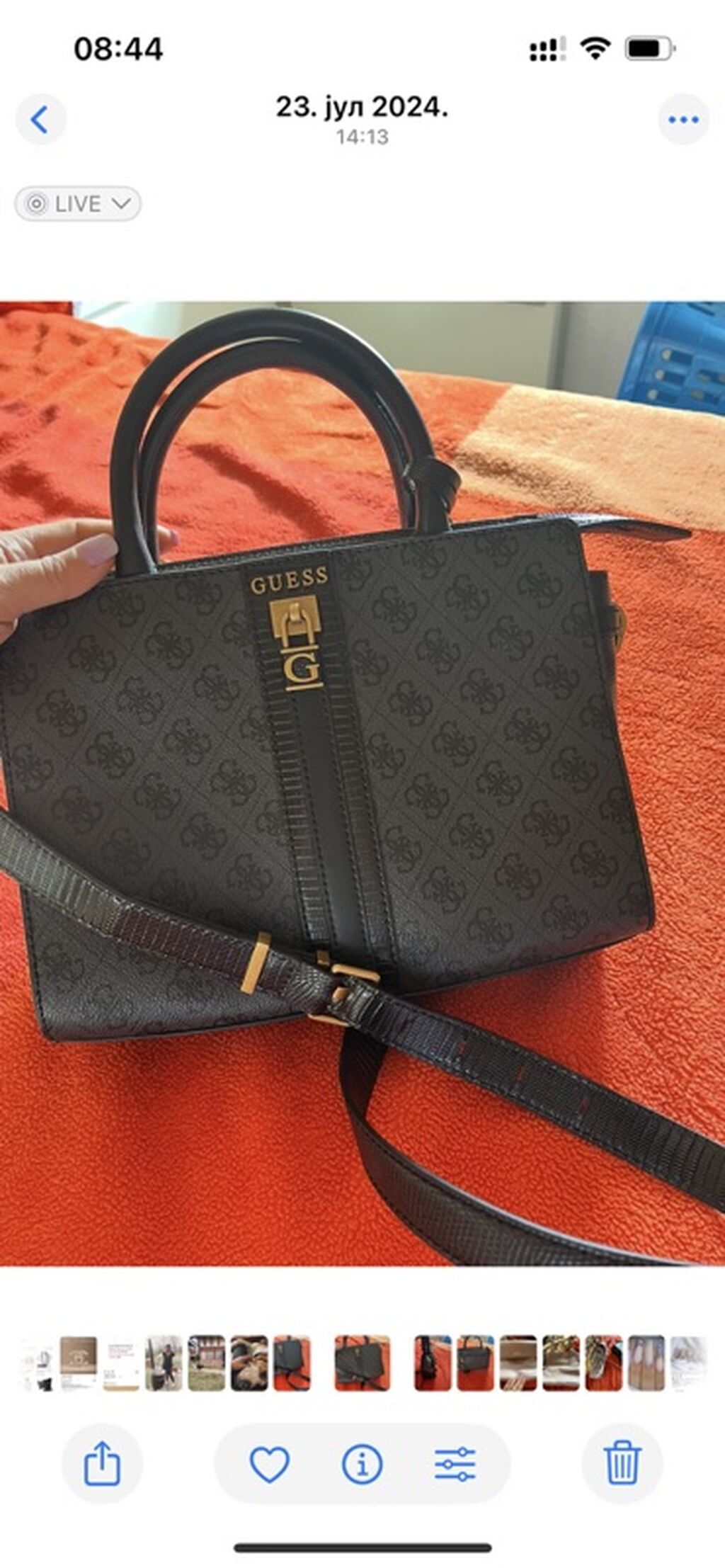 GUESS ženska torba – crna monogram crossbody/ručna torba - Model sa