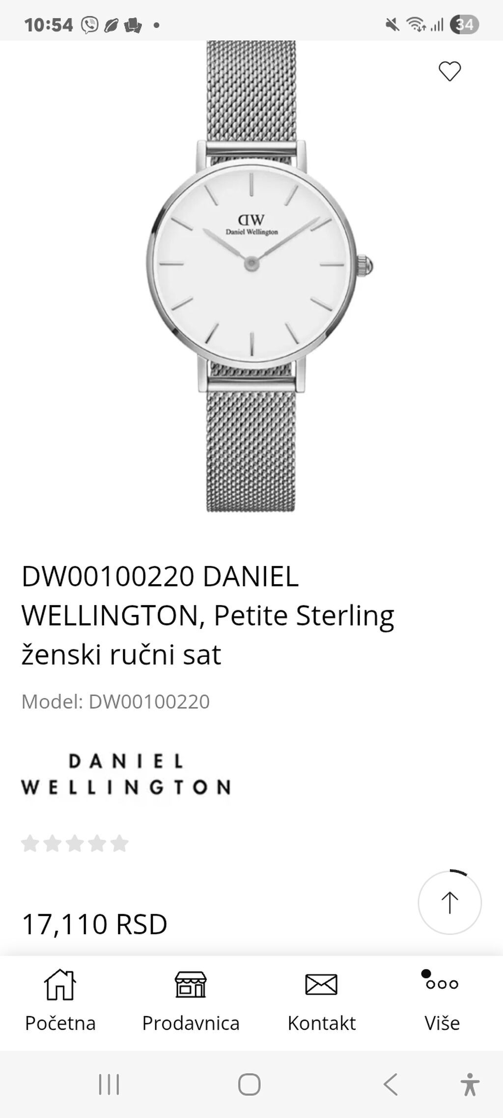 Daniel Wellington DW00100220 – Petite Sterling ženski ručni sat -