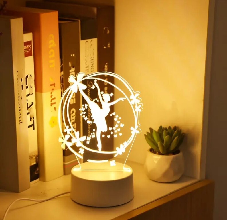 LED noćna lampa – balerina (akrilni 3D motiv) - Dekorativna sto(D)na