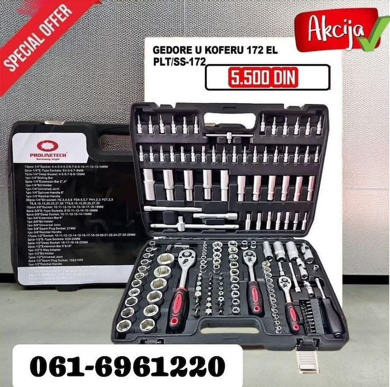 Set gedora alata u koferu – 172 delova (PLT/SS-172) - Komplet