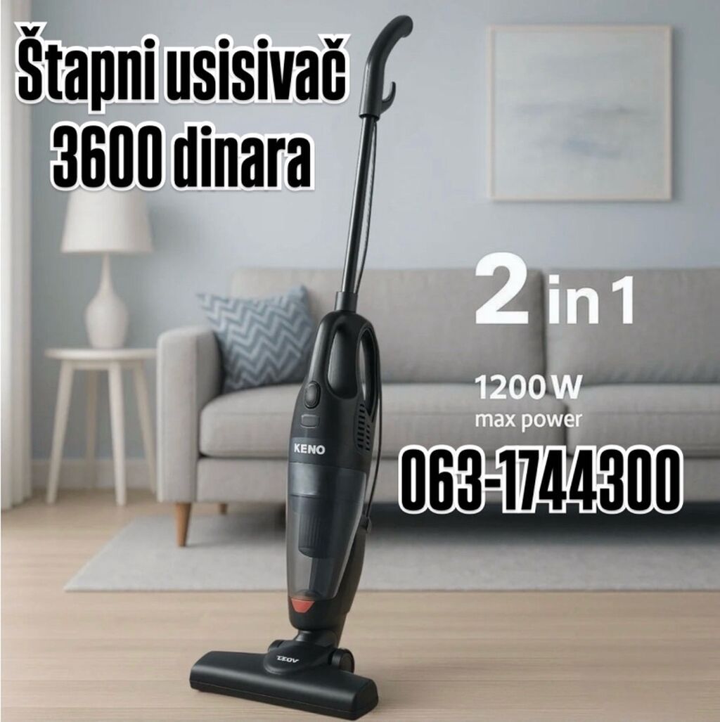Štapni usisivač KENO – 2 u 1 - Snaga: 1200 W (max power) za efikasno
