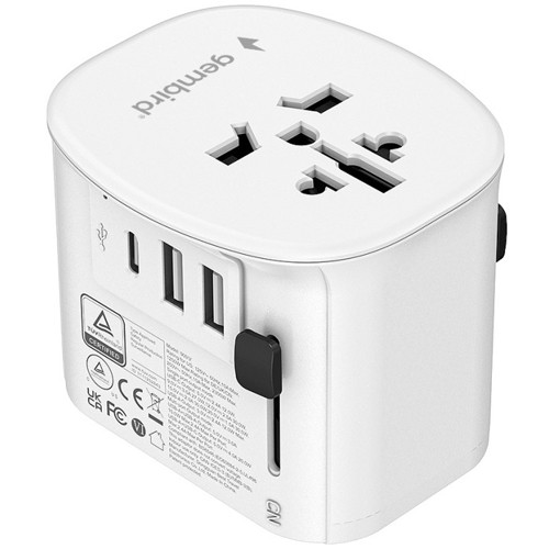 Gembird Univerzalni putni adapter i USB punjač 15W, US/UK/EU/AU TPA-EU2A1C15-01-W