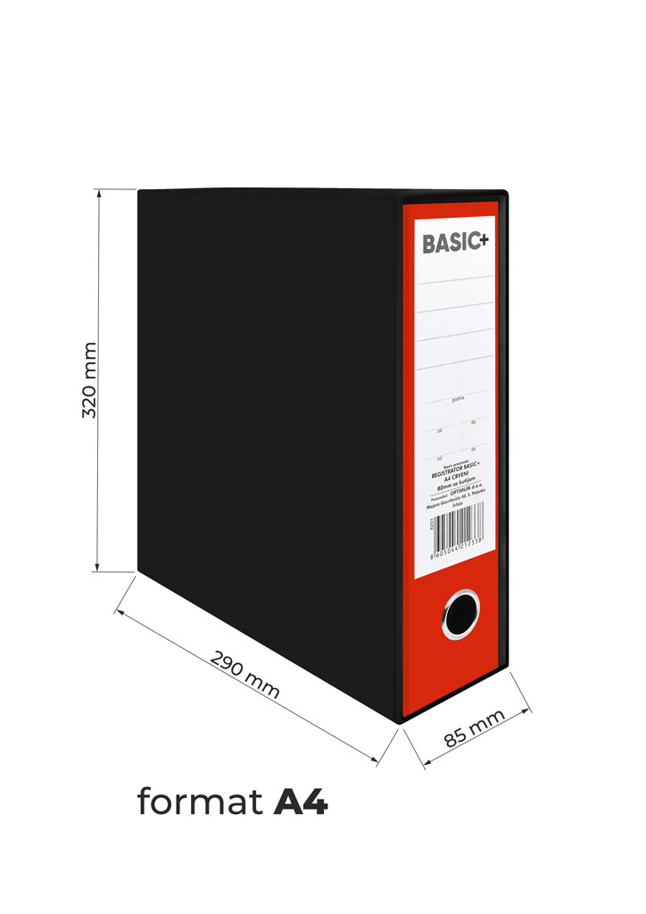 REGISTRATOR A4 NORMAL BASIC+ CRVENI