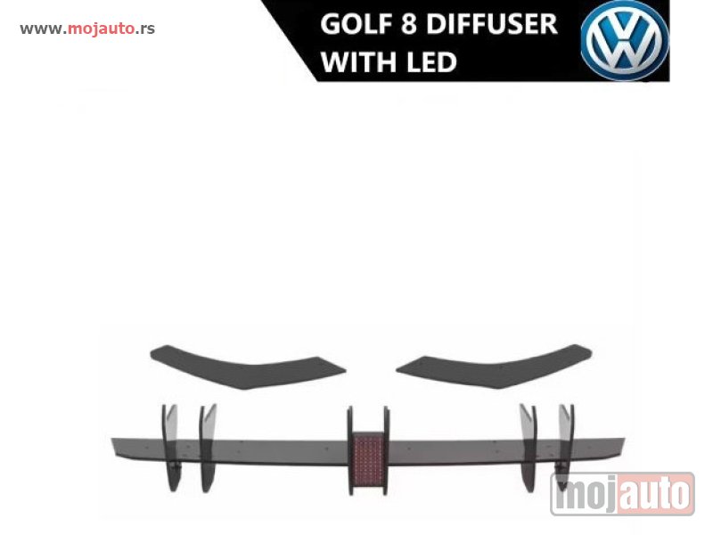 VW Golf 8 zadnji difuzor sa LED stop svetlom