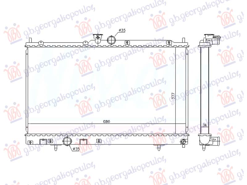 HLADNJAK MOTORA 2.0 BENZIN (MAN) (375×688) MITSUBISHI LANCER (2004-2008) (OEM: MR464612)