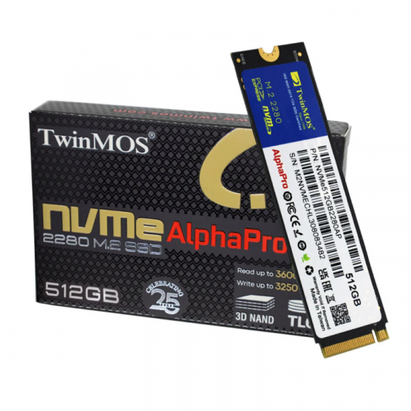SSD M.2 NVMe TwinMOS 512GB, 3600MBs/3250MBs NVMe512GB2280APID EK000808916