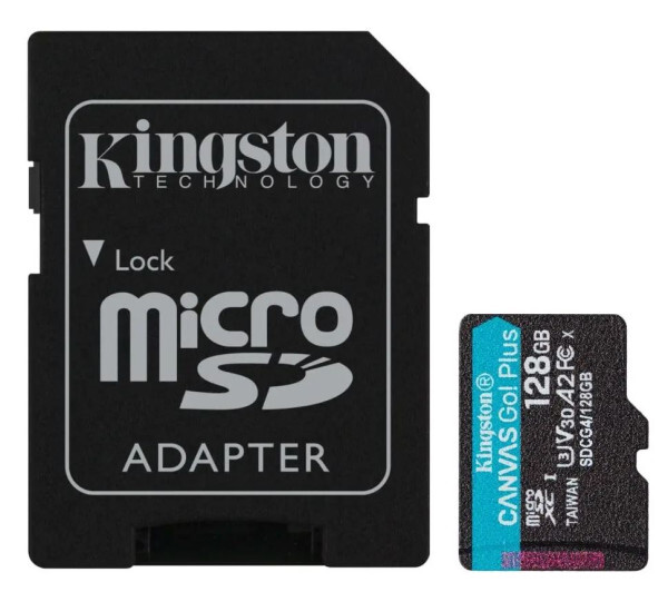 Micro SD Kingston 128GB Canvas Go Plus U3 V30 A2, SDCG4/128GBID: EK000811114