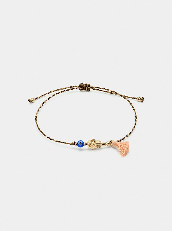 ADJUSTABLE CORD BRACELET WITH HAMSA HAND