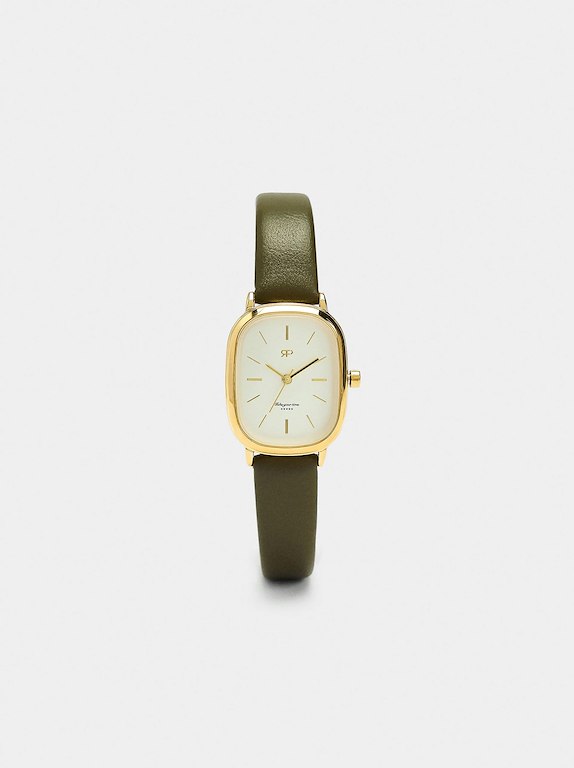 RECTANGULAR WATCH WITH LEATHER-EFFECT STRAP
