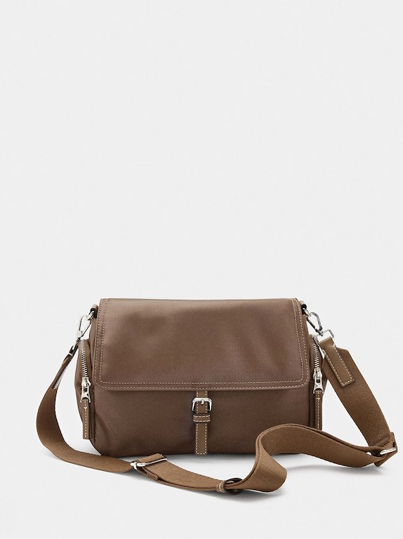 NYLON CROSSBODY BAG WITH FLAP