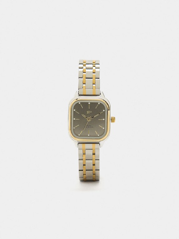 SQUARE BICOLOR WATCH WITH STEEL BRACELET