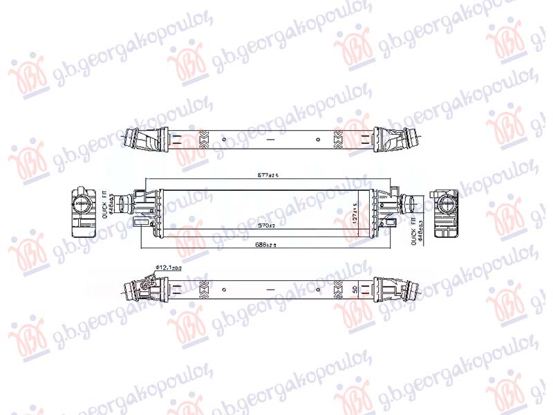 HLADNJAK INTERKULERA 1.4 BENZIN (571×127) OPEL CORSA E (2015-2019) (OEM: 39059788)