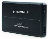 Gembird - HDD/SSD External Enclosure, 2.5``, SATAIII, USB3.0, Aluminium, Black