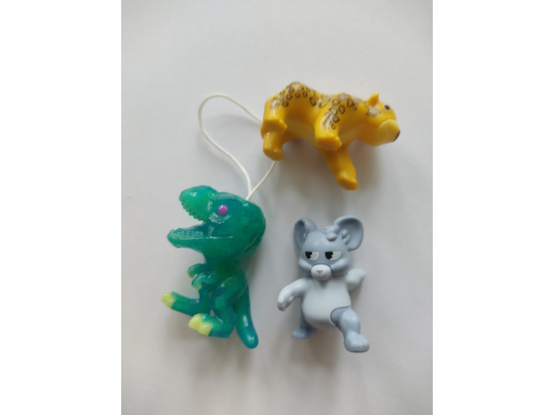 TRI KINDER FIGURICE MIŠ TIGAR I DINOSAURUS
