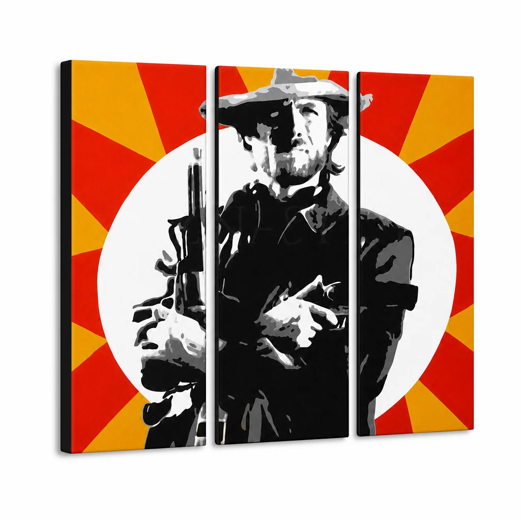 RUČNO OSLIKANA POP ART SLIKA KLINTA ISTVUDA, 3 DELA CE2