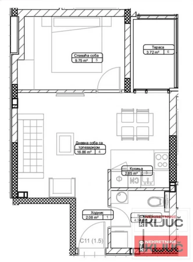 TELEP, 39m2, Jednoiposoban sa pdv, Izgradnja