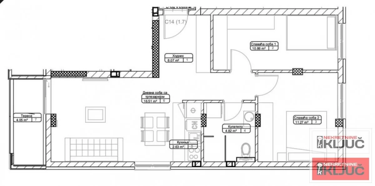 TELEP, 61m2, Trosoban sa pdv, Izgradnja