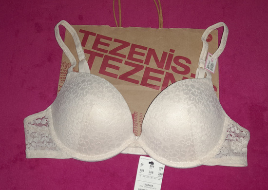Tezenis nude šampanj čipka push up 80B NOVO!%