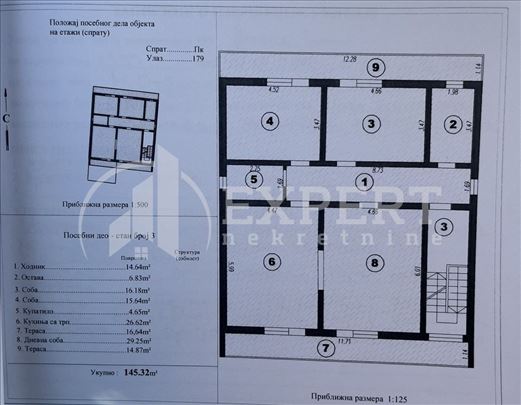 Četvorosoban stan, 145 m2, II sprat, deo dvorišta,